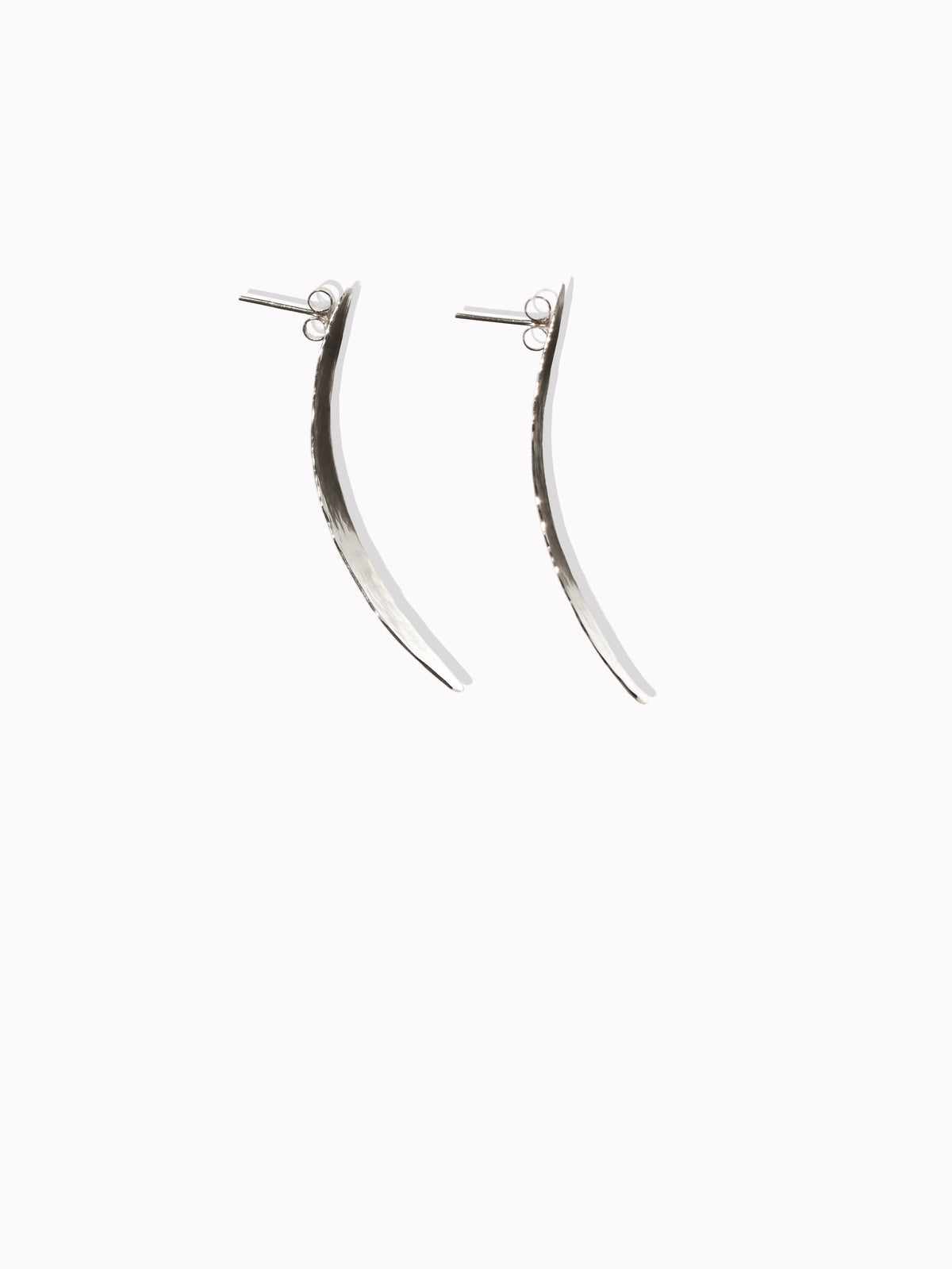 Silver Inverted Curve Earrings - Hammered Textured UK – SunRise and Sea ...